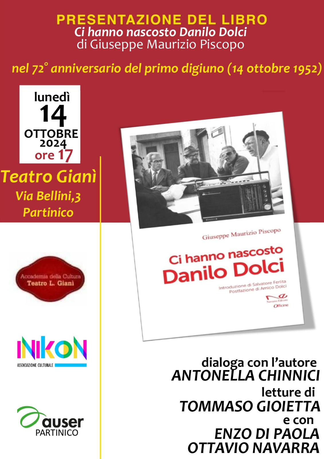 A Partinico la presentazione del libro di Giuseppe Maurizio Piscopo “Ci hanno nascosto Danilo ...
